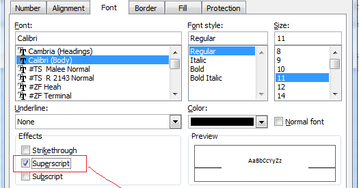 สูตร Excel การทำตัวยก Superscript ให้กับข้อความที่อยู่ในเซลล์ด้วย Vba สูตร Excel รวมสูตร